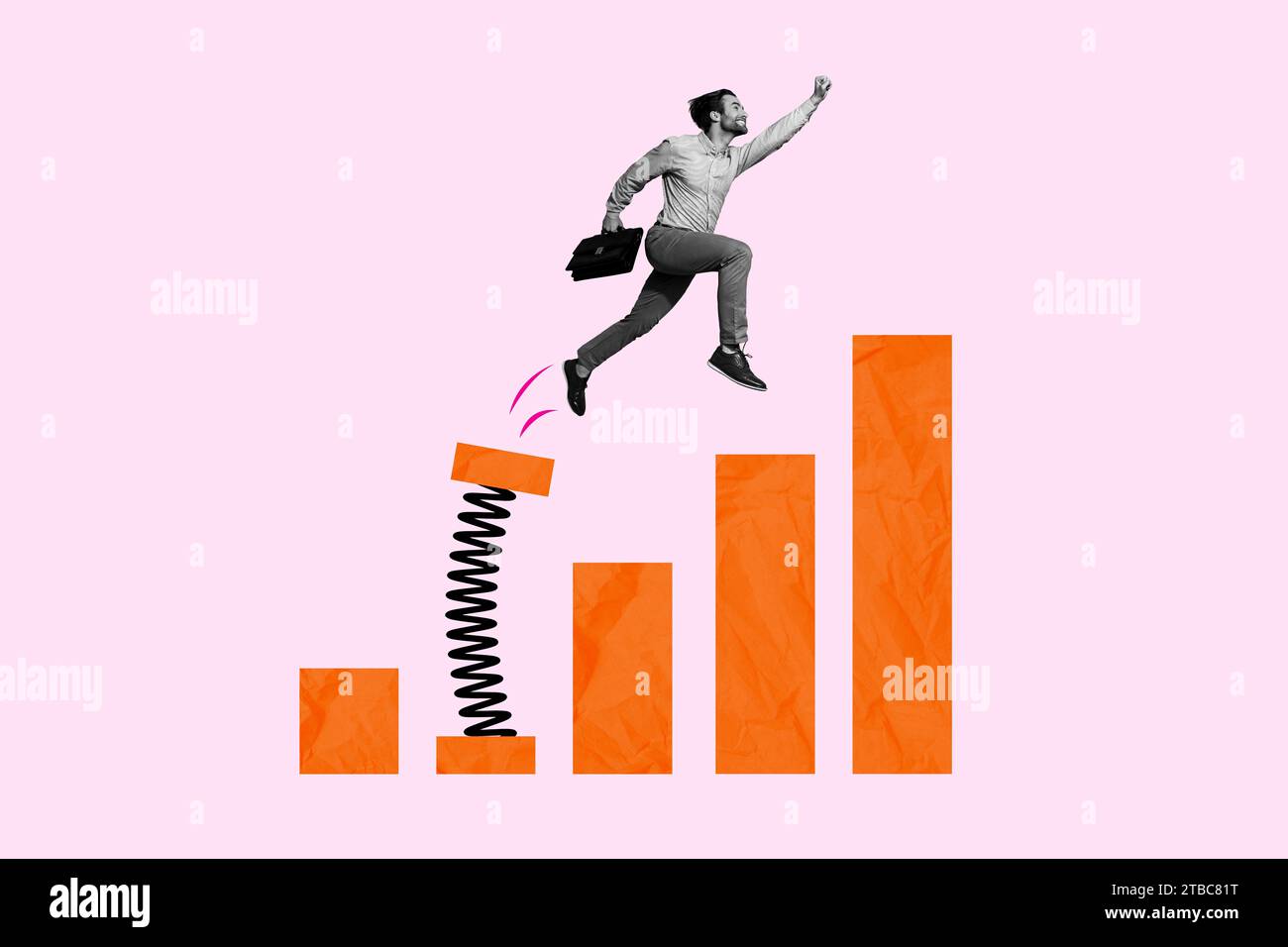 Creative picture image collage banner of guy worker jump from financial ...