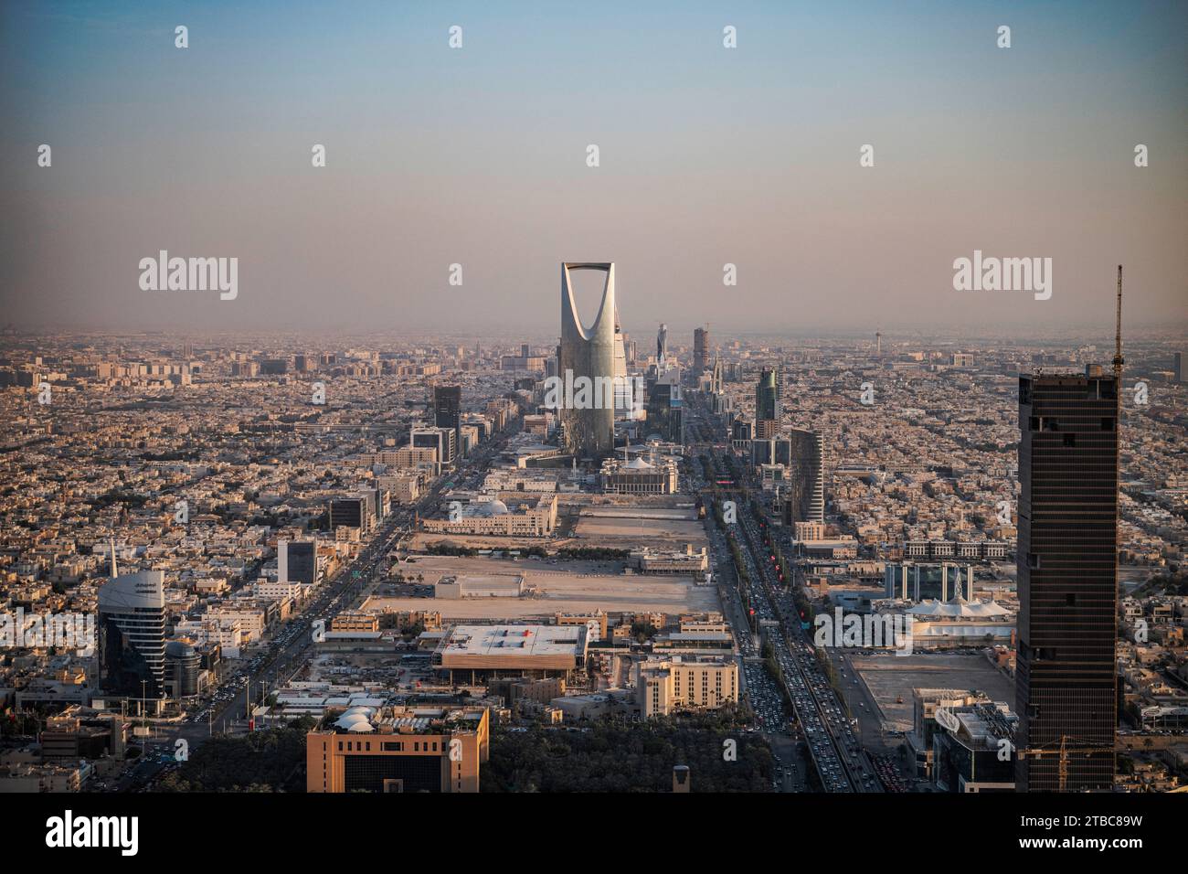 View from the Majdoul Tower on Riyadh town and the Kingdom tower in ...