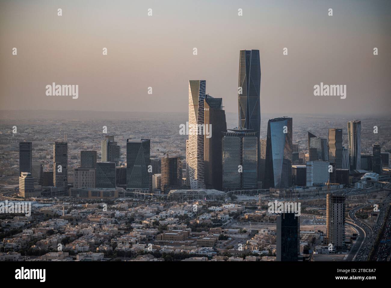 View from the Majdoul Tower on Riyadh town and the Kingdom tower in ...