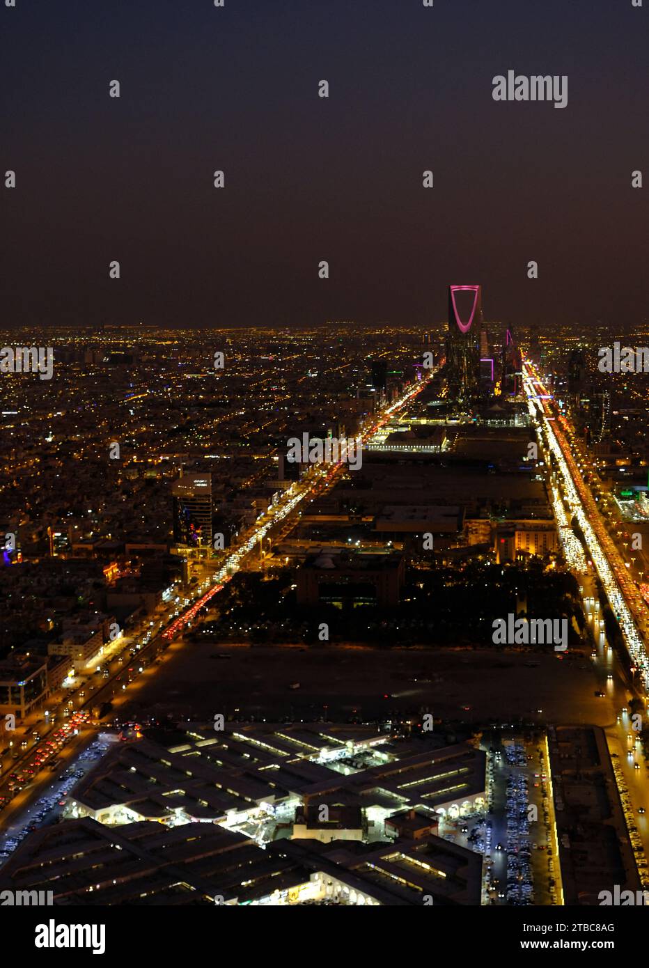 View from the Majdoul Tower on Riyadh town and the Kingdom tower in ...