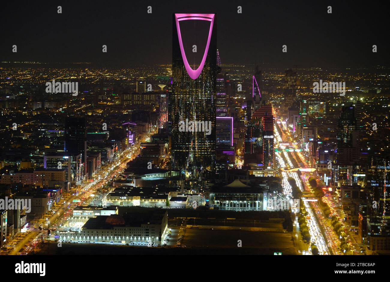 View from the Majdoul Tower on Riyadh town and the Kingdom tower in ...