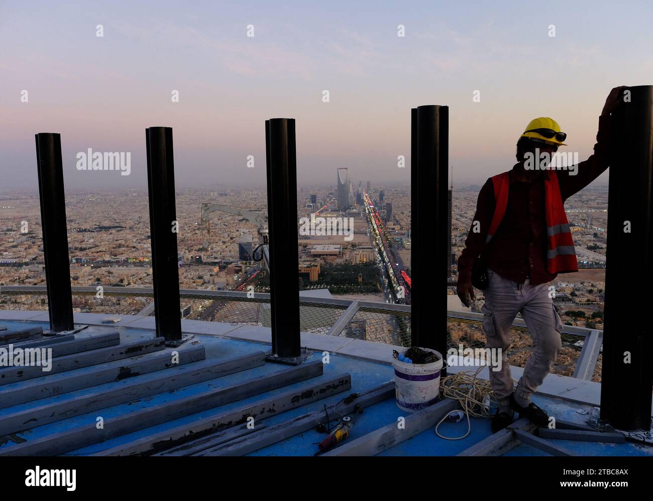 View from the Majdoul Tower on Riyadh town and the Kingdom tower in ...