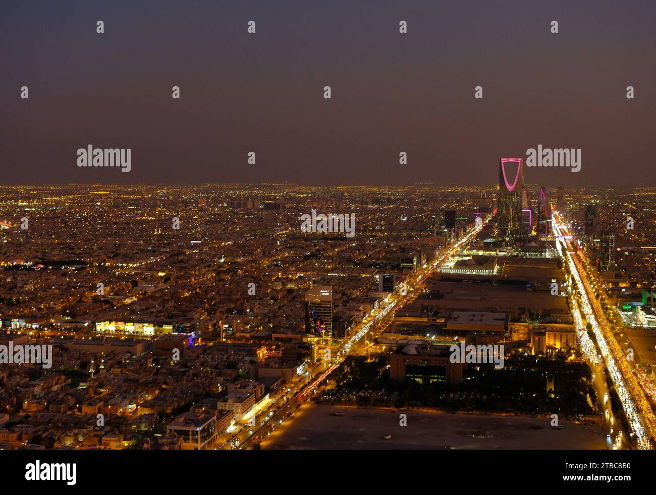 View from the Majdoul Tower on Riyadh town and the Kingdom tower in ...