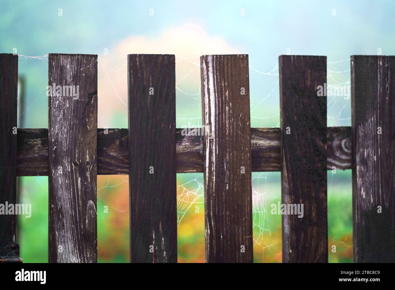 Wooden fence barrier at farm grounds for cattle and territory ...