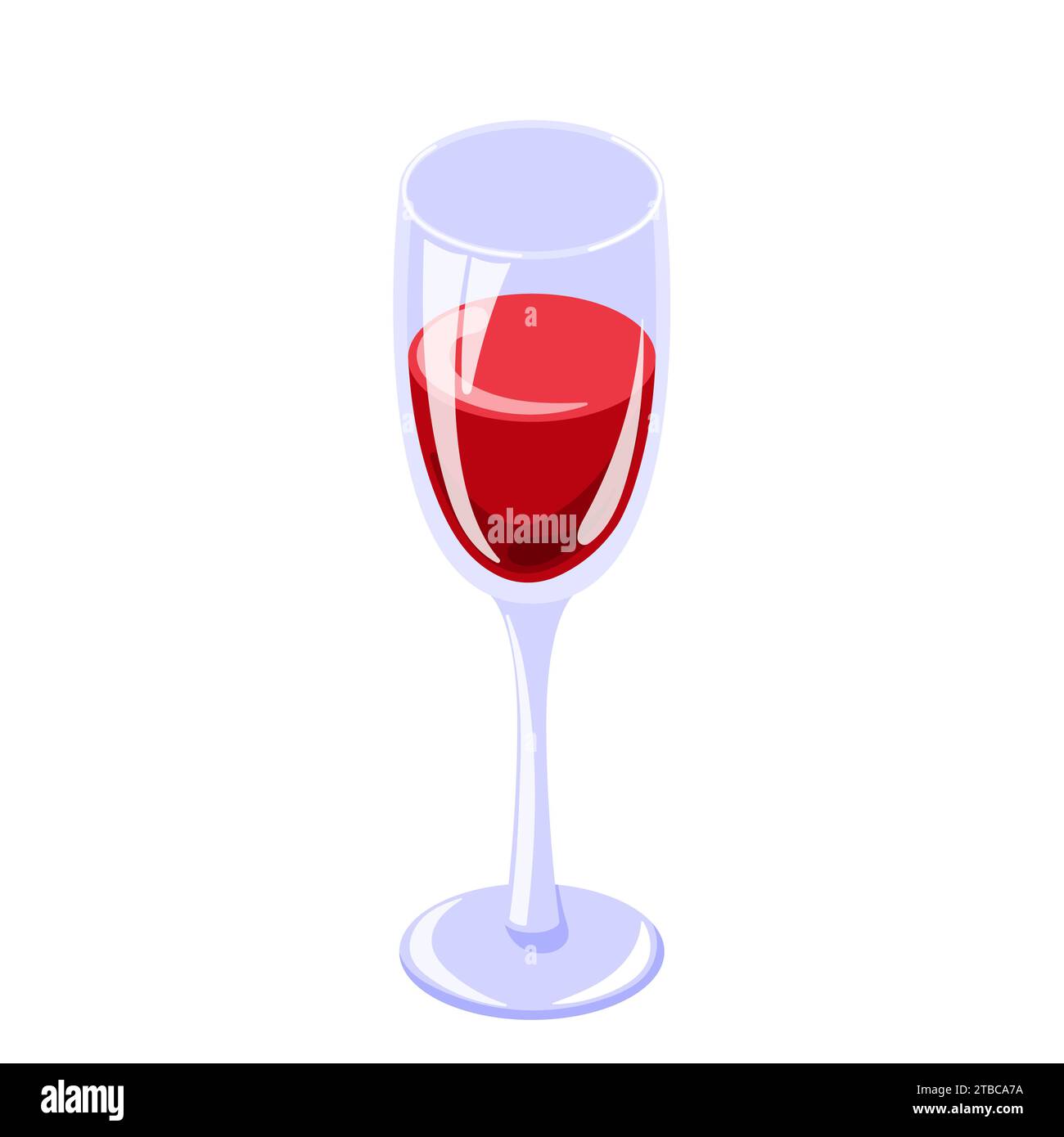 Glass of red wine in cartoon style. Vector illustration isolated on a ...
