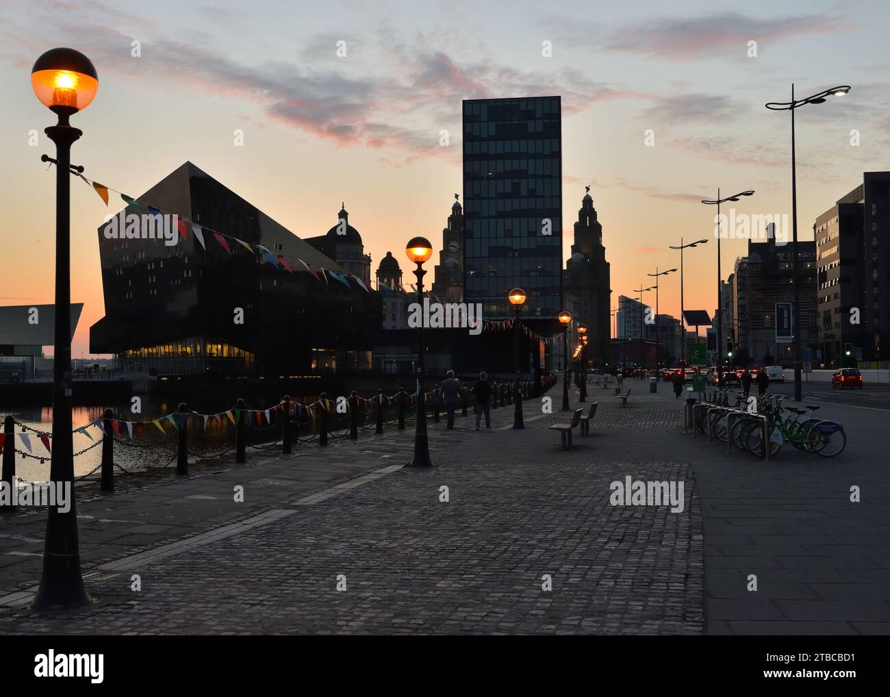 Sunseting on a clear sky over the Royal Liver building clock towers ...
