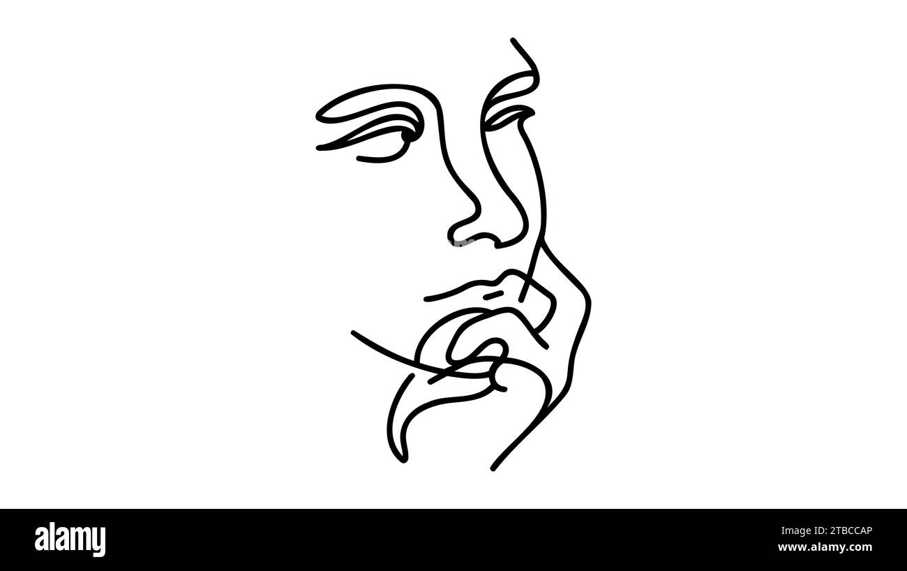 Continuous one line art drawing of woman confused thinking Stock Vector ...