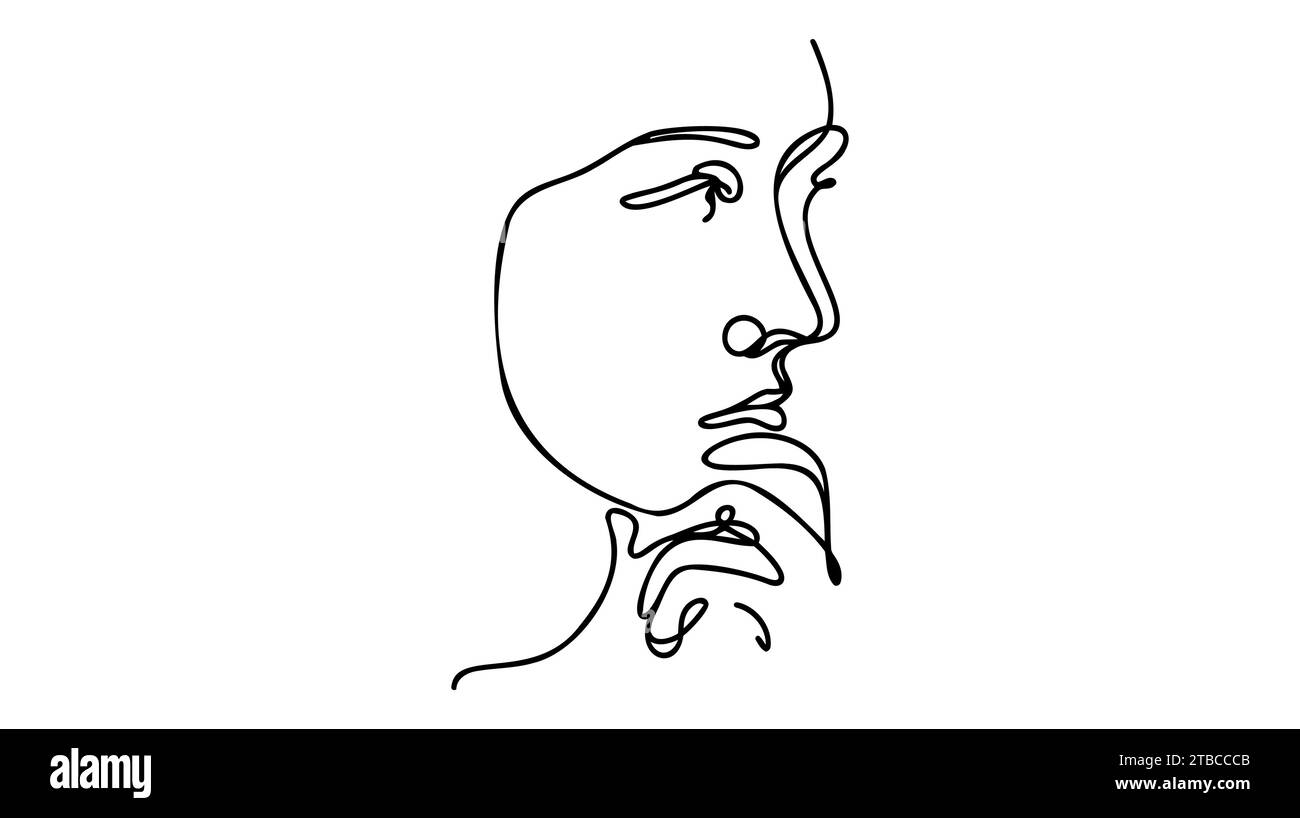 Continuous one line art drawing of woman confused thinking Stock Vector ...
