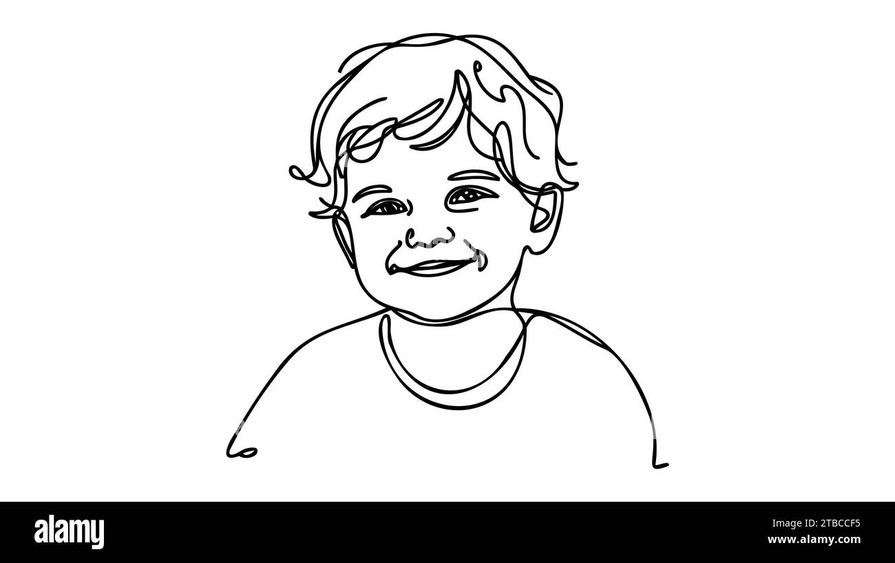 Continuous one line drawing. Happy boy face one line art illustrationd Stock Vector Image & Art ...