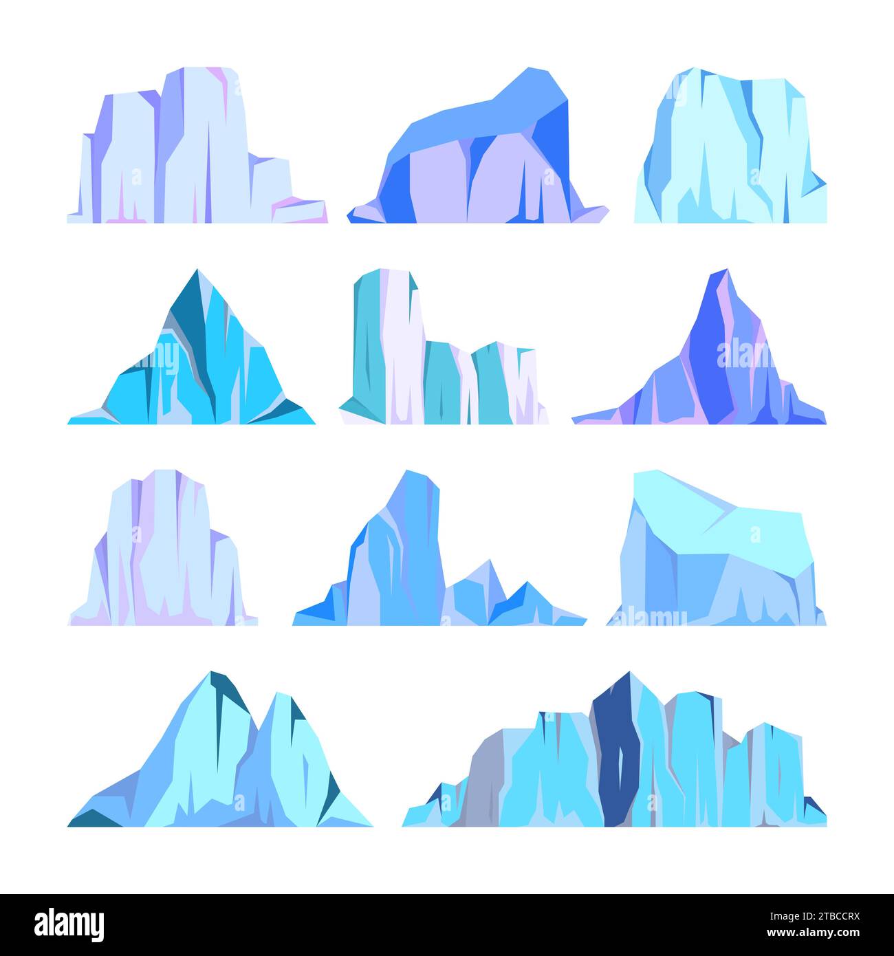 Floating icebergs collection. Drifting arctic glacier, block of frozen ...