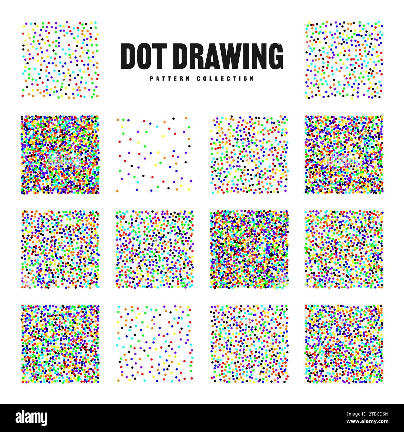 Square shaped dotted objects, vintage stipple elements. Stippling ...