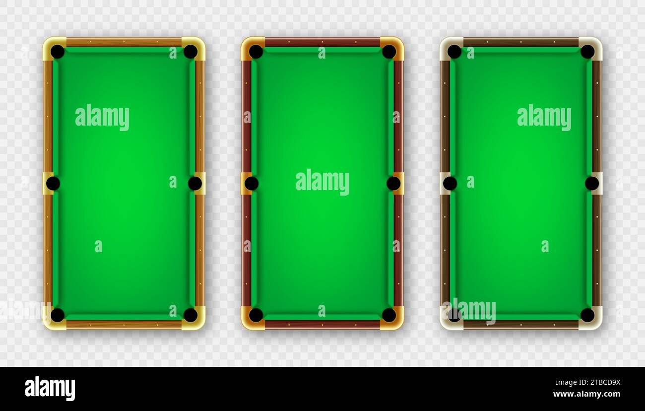 Green billiards table, top view. Snooker or pool sports equipment ...