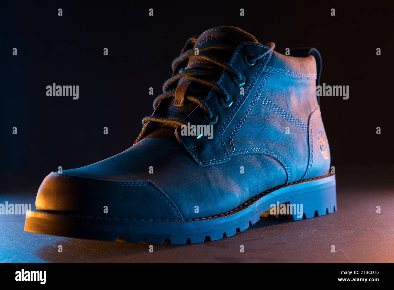Milan, Italy - December 5, 2023 close up on Timberland man shoes ...