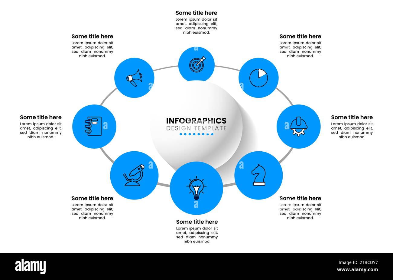 Infographic template with icons and 8 options or steps. Sphere. Can be used for workflow layout ...