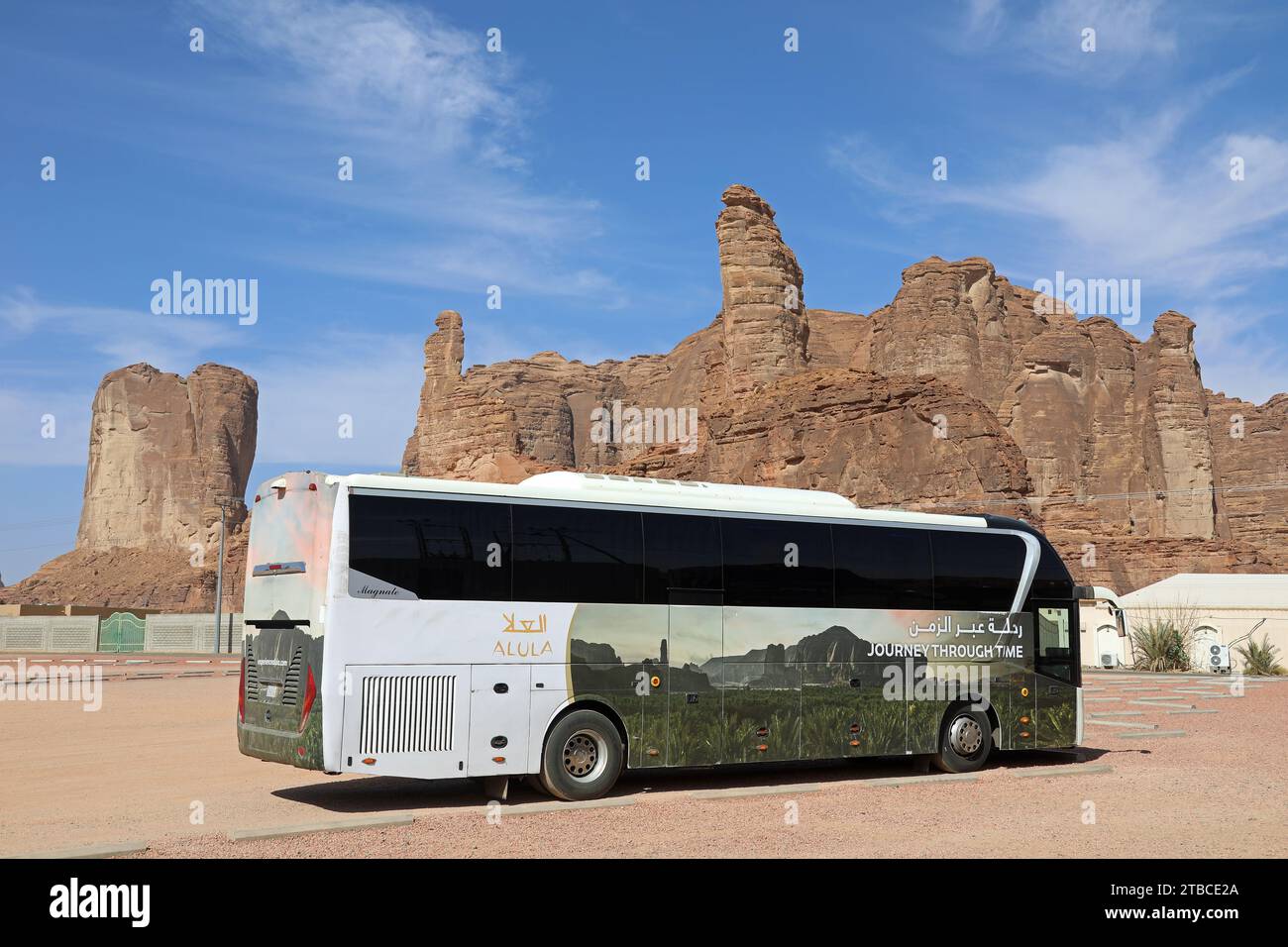 Luxury coach for transporting visitors around Al Ula in the Saudi ...