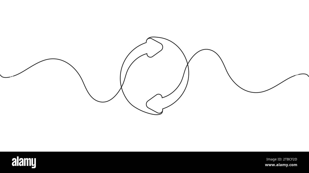 Round frame with arrows, abstract vector continuous line drawing arrow ...