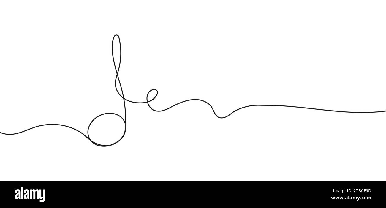 Musical note in continuous line style. Audio message. Music symbol in ...