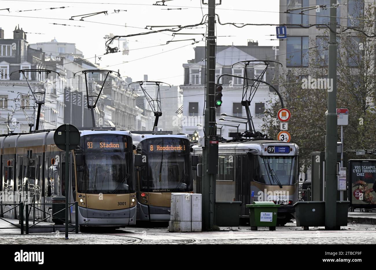 Trams pictured in the city center of Brussels on Wednesday 06 December ...