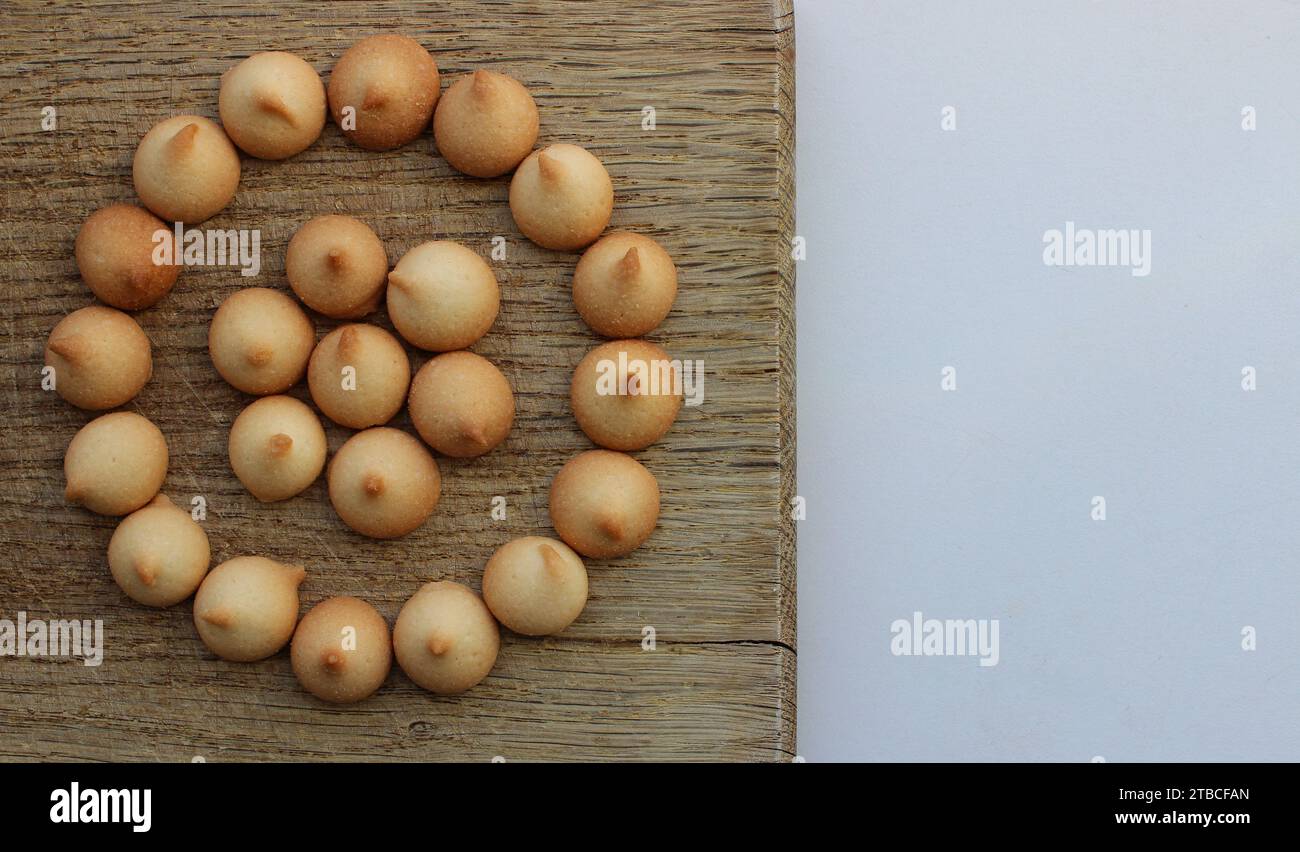 Concept Image Of Wooden Bakery Board With Tamago Boro Cookies On A ...