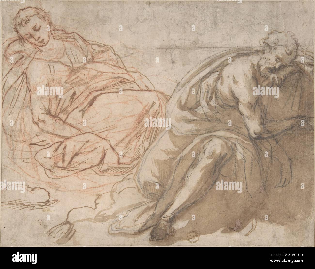 Two Sleeping Figures 1880 by Anonymous, Italian, Roman-Bolognese, 17th ...