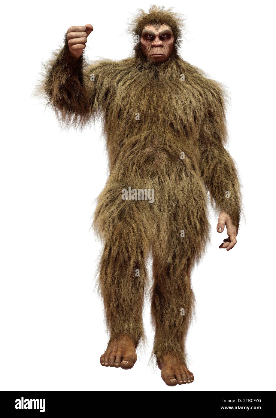 3D rendering of a Sasquatch or Bigfoot isolated on white background ...