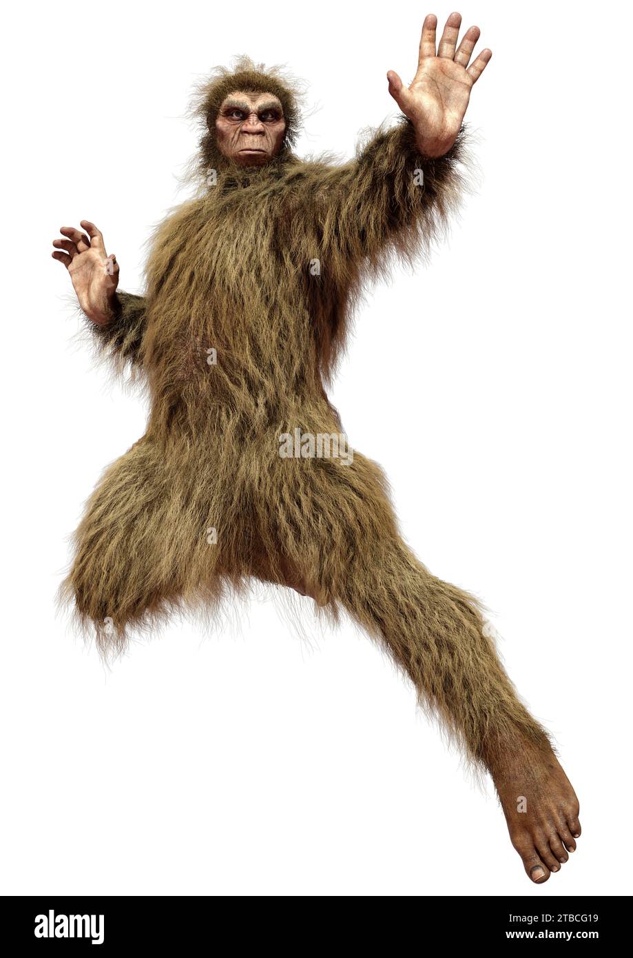 3D rendering of a Sasquatch or Bigfoot isolated on white background ...