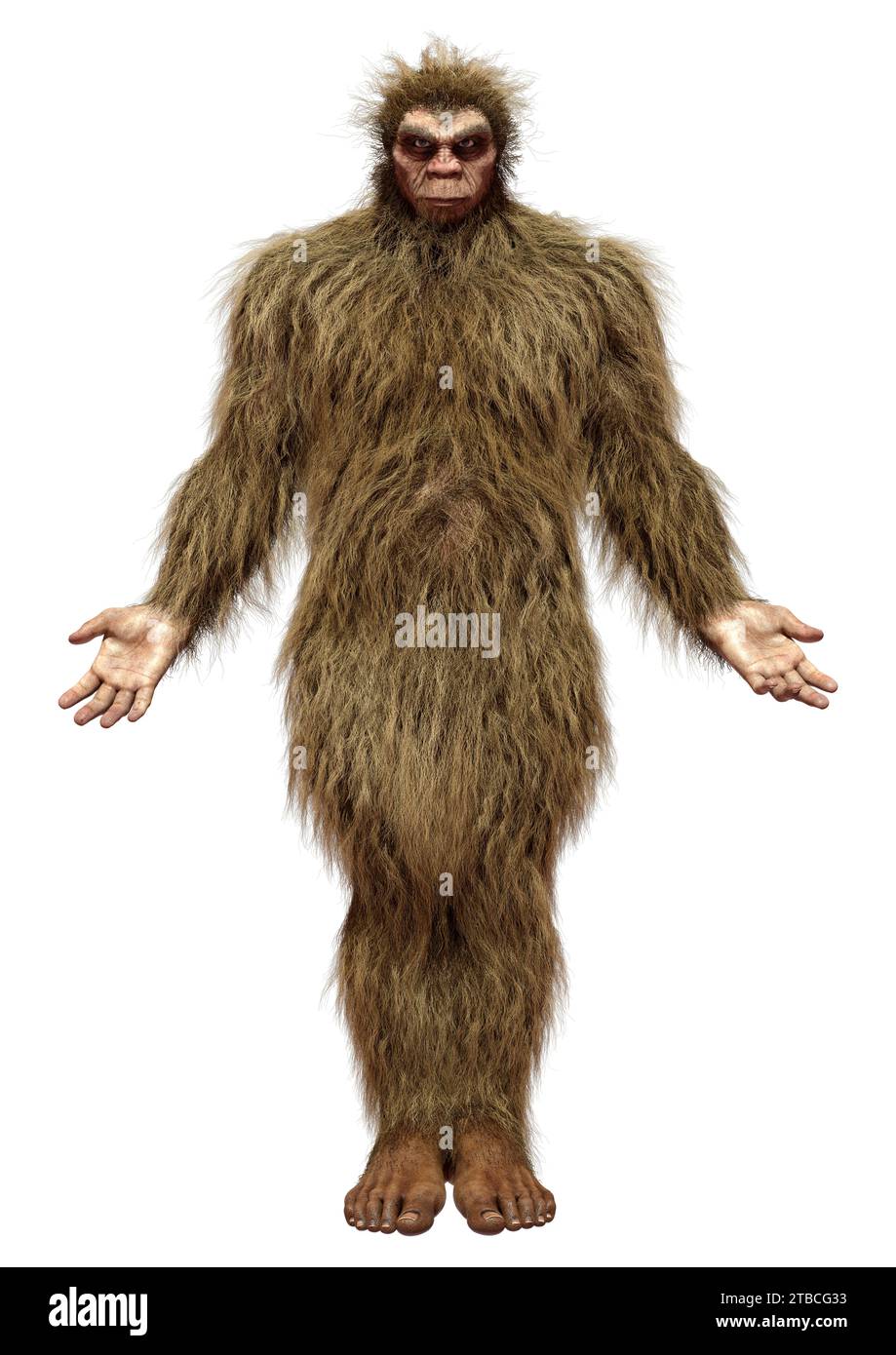 3D rendering of a Sasquatch or Bigfoot isolated on white background ...