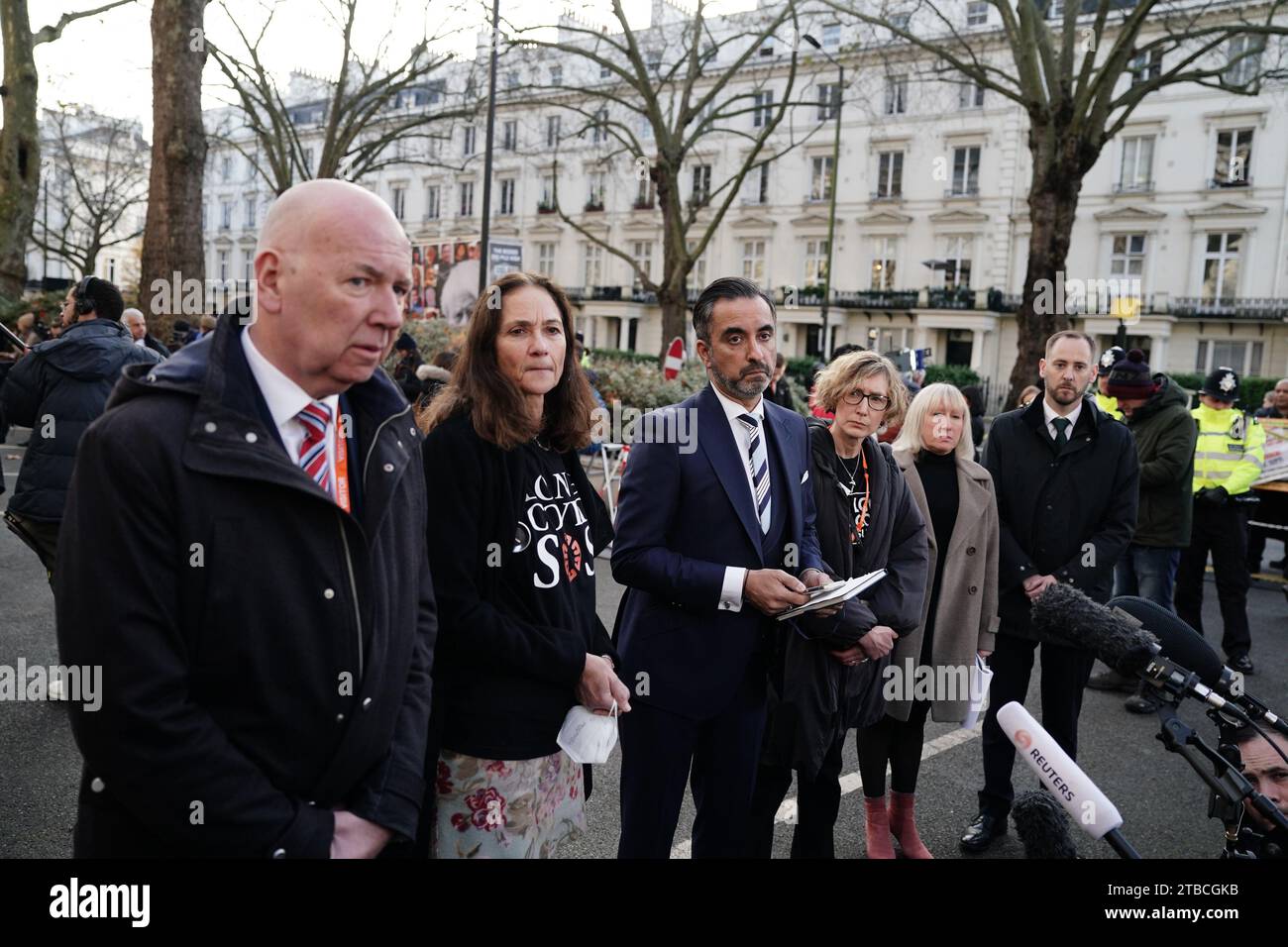 Solicitor Aamer Anwar (third left) with members of the Covid Bereaved ...