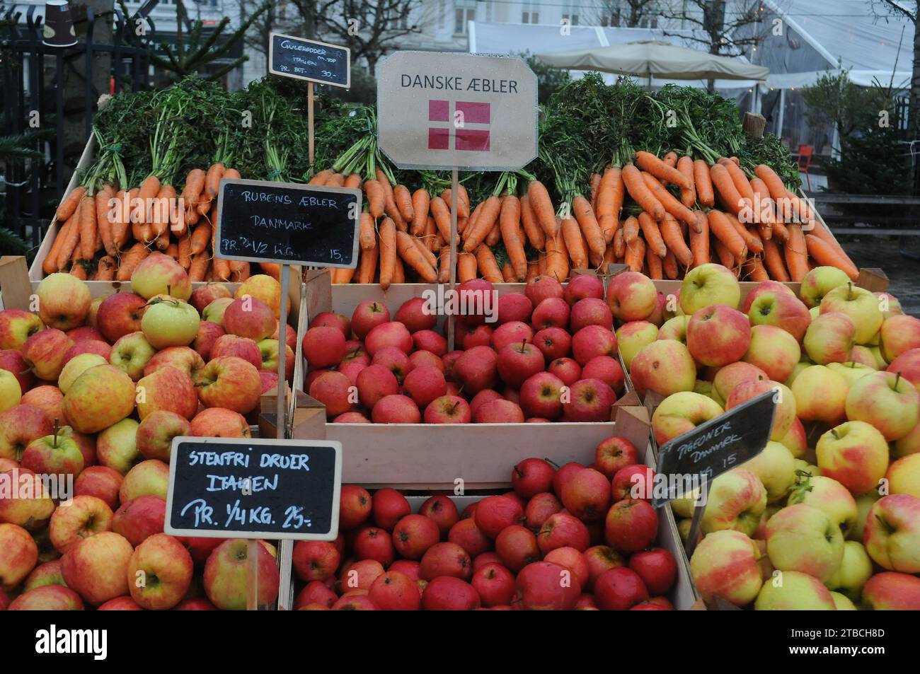 Copenhagen, Denmark /06 December 2023/Shoppers at farmers market or ...