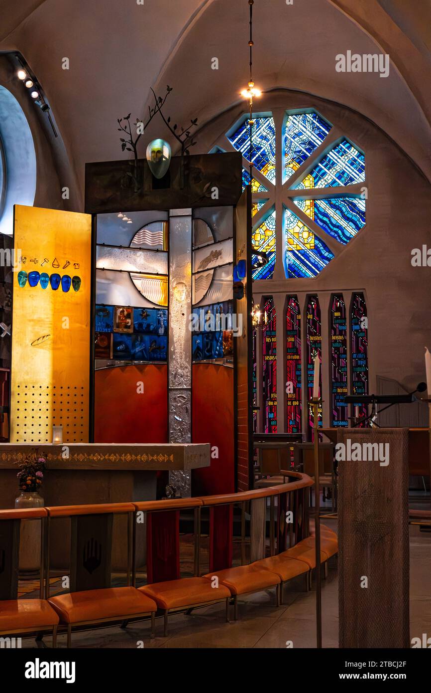 Famous glass altar, Växjö Cathedral, Smaland, Kronobergs län, Sweden ...