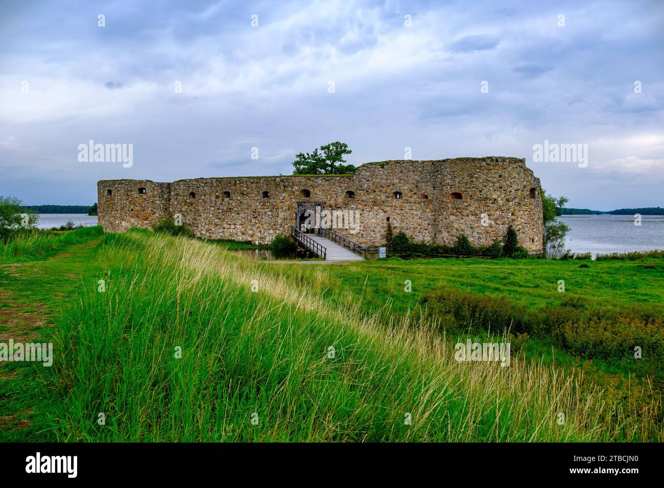 Scenic view of ruined Kronoberg Castle (Kronobergs slottsruin), Växjö ...