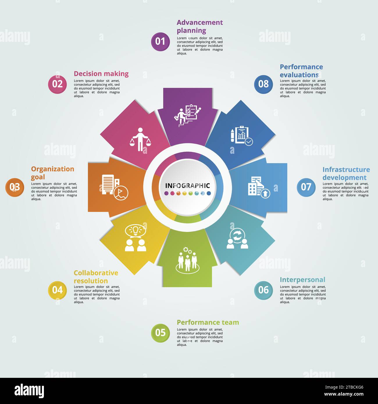 Infographics with Corporative Development theme icons, 10 steps. Such ...