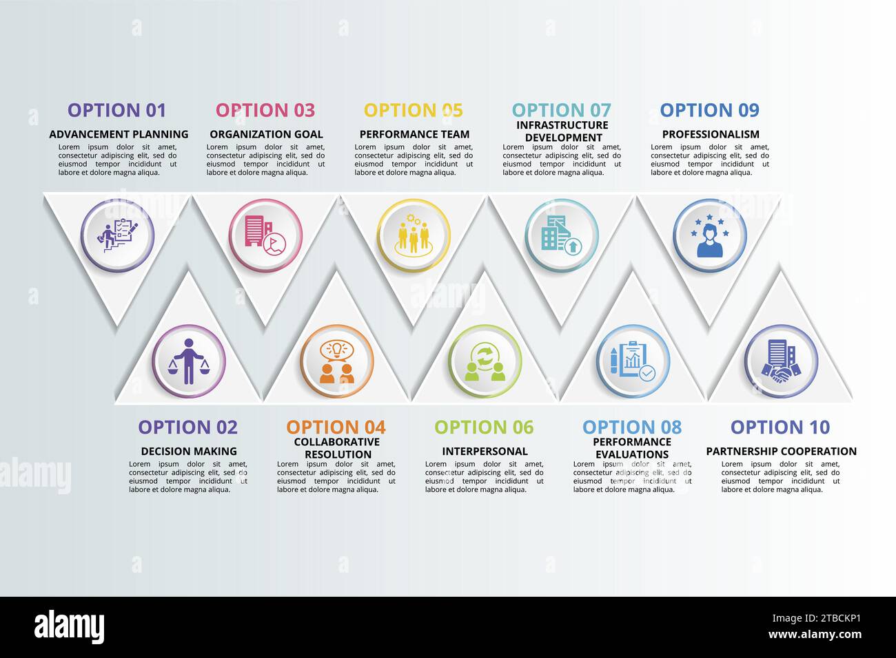 Infographics with Corporative Development theme icons, 10 steps. Such ...