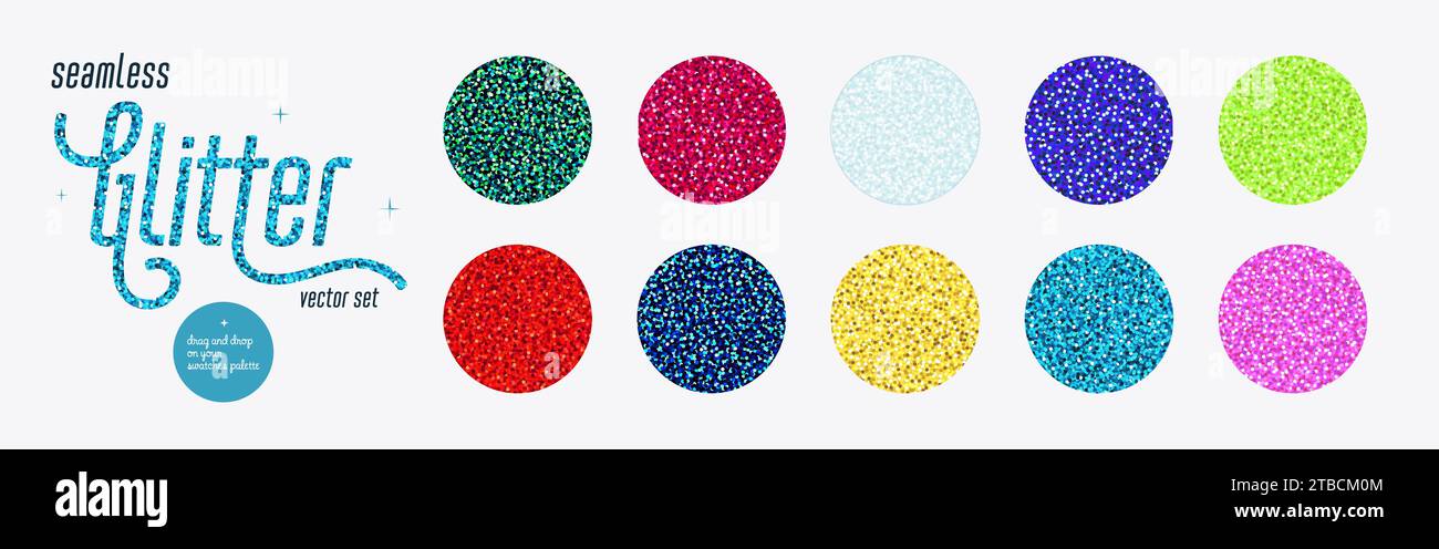 Glitter seamless pattern set, Shiny seamless colorful backgrounds with ...