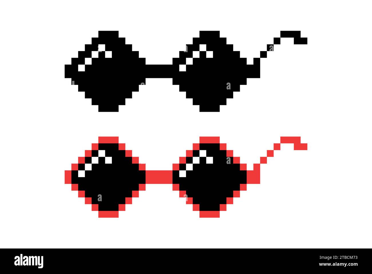 Vector Pixel Boss Glasses Icon Set in 8 bit Retro Style. Summer Meme ...