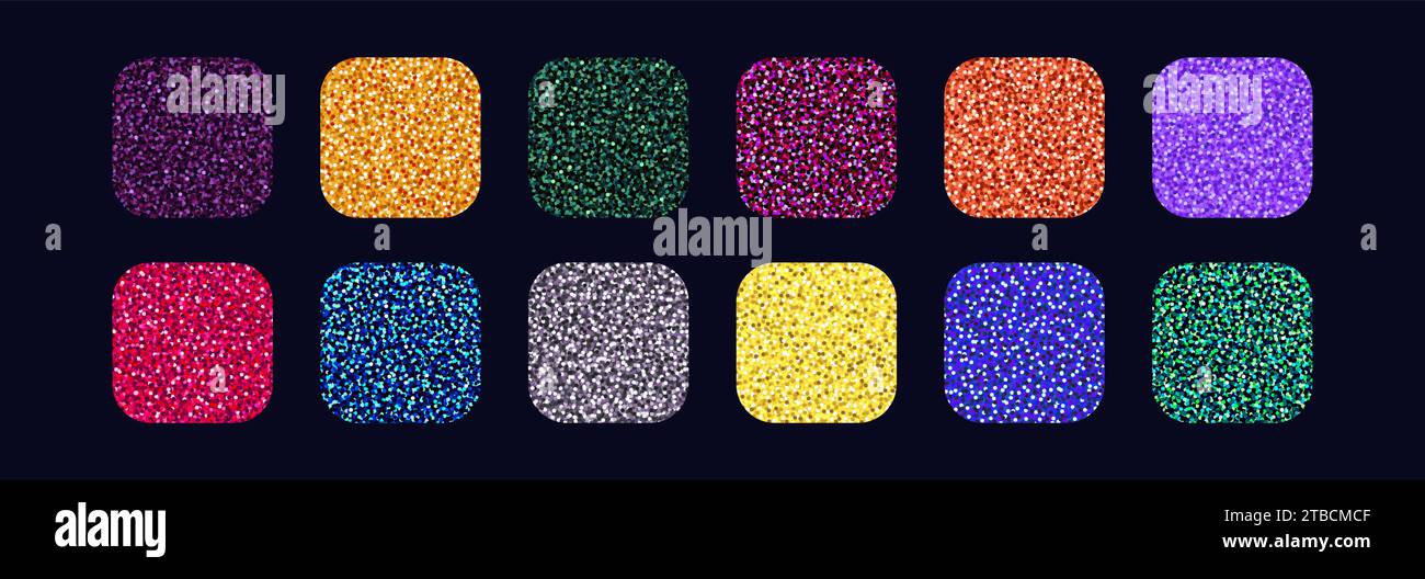 Glitter seamless pattern set, Shiny seamless colorful backgrounds with ...