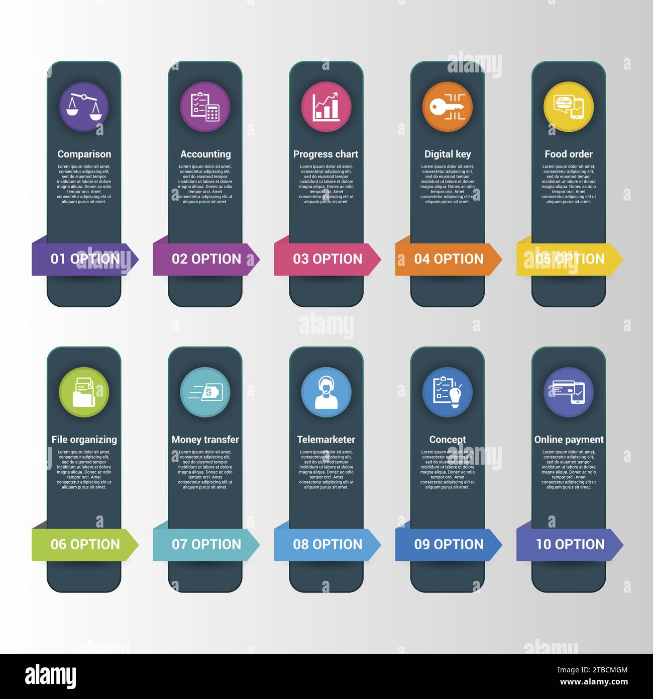Infographics with Digital Service theme icons, 10 steps. Such as ...