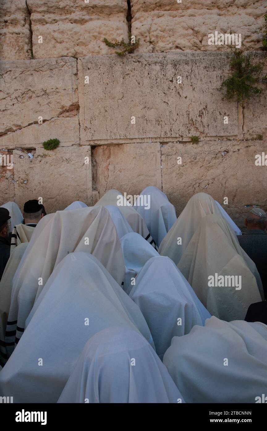 Jewish priests also called Cohanim cover their heads with prayer shawls ...