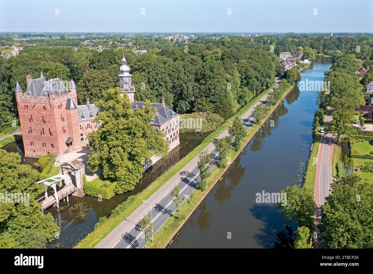 Aerial from castle Nijenrode at the river Vecht in the Netherlands ...