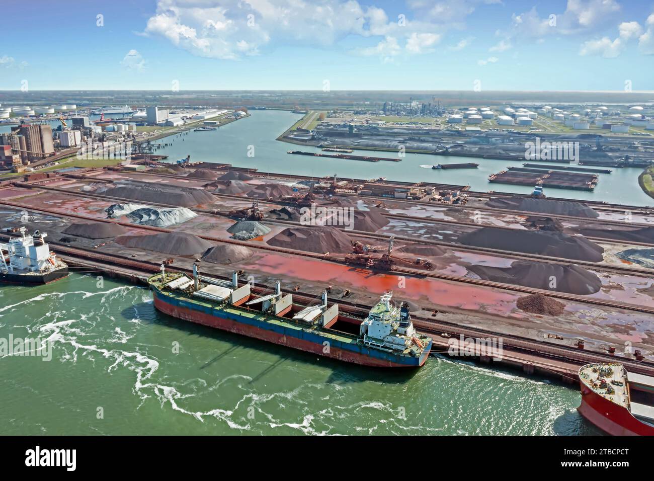 Aerial from industry in Rotterdam harbor in the Netherlands Stock Photo ...