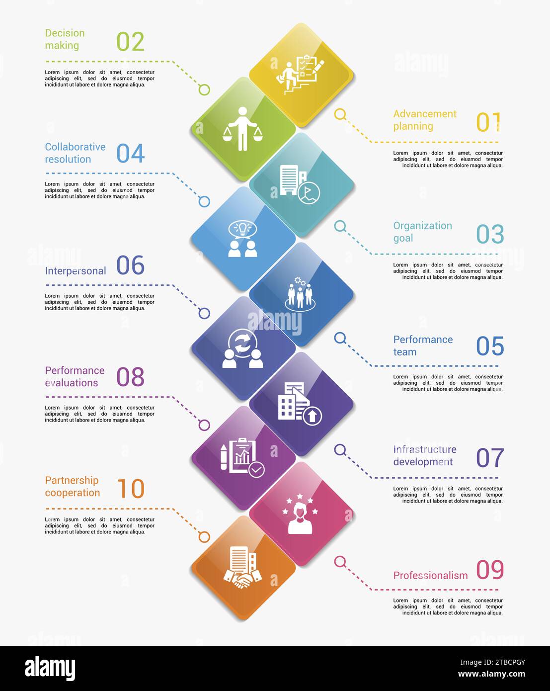 Infographics with Corporative Development theme icons, 10 steps. Such ...