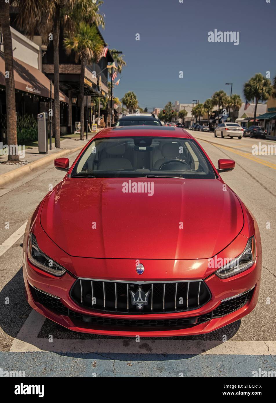 Miami, Florida USA - March 25, 2023: red 2016 Maserati Ghibli S Q4 ...