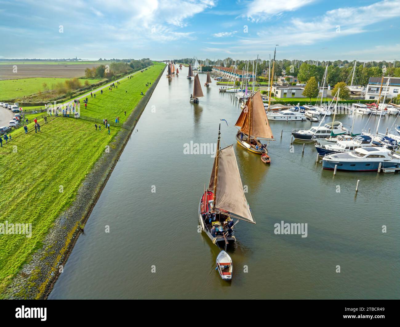 Aerial from traditional fishing boats at the Workumer Strontrace in ...