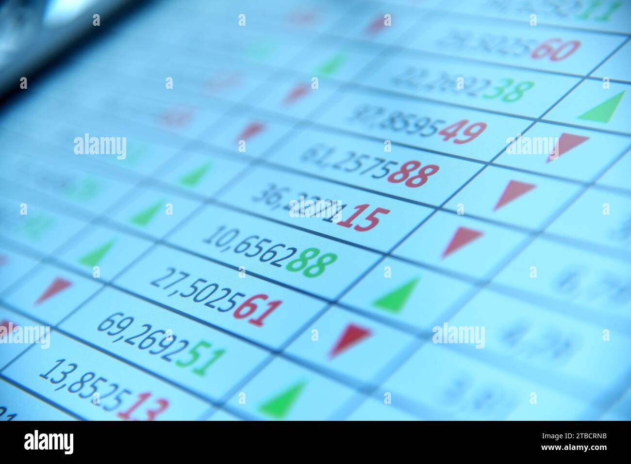 Stock market numbers and index displayed on computer screen. Online ...