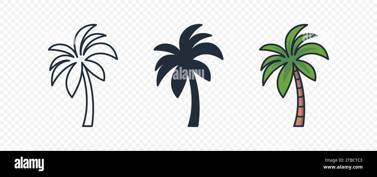 Vector Palm Trees, Palm Tree Icon Set Isolated. Design Template for ...