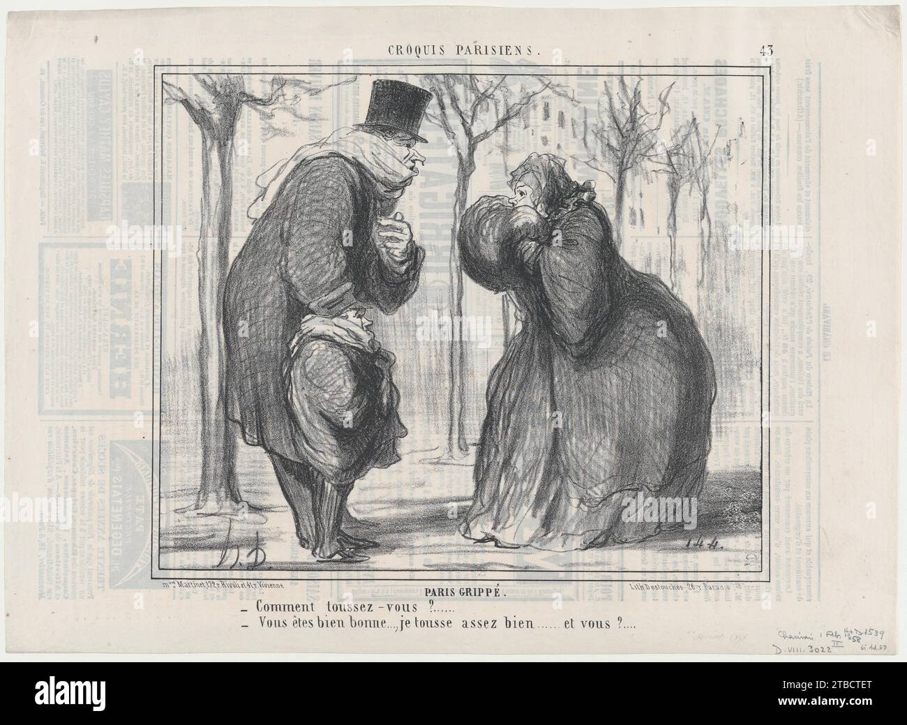 Paris Grippe, from Croquis Parisiens, published in Le Charivari ...