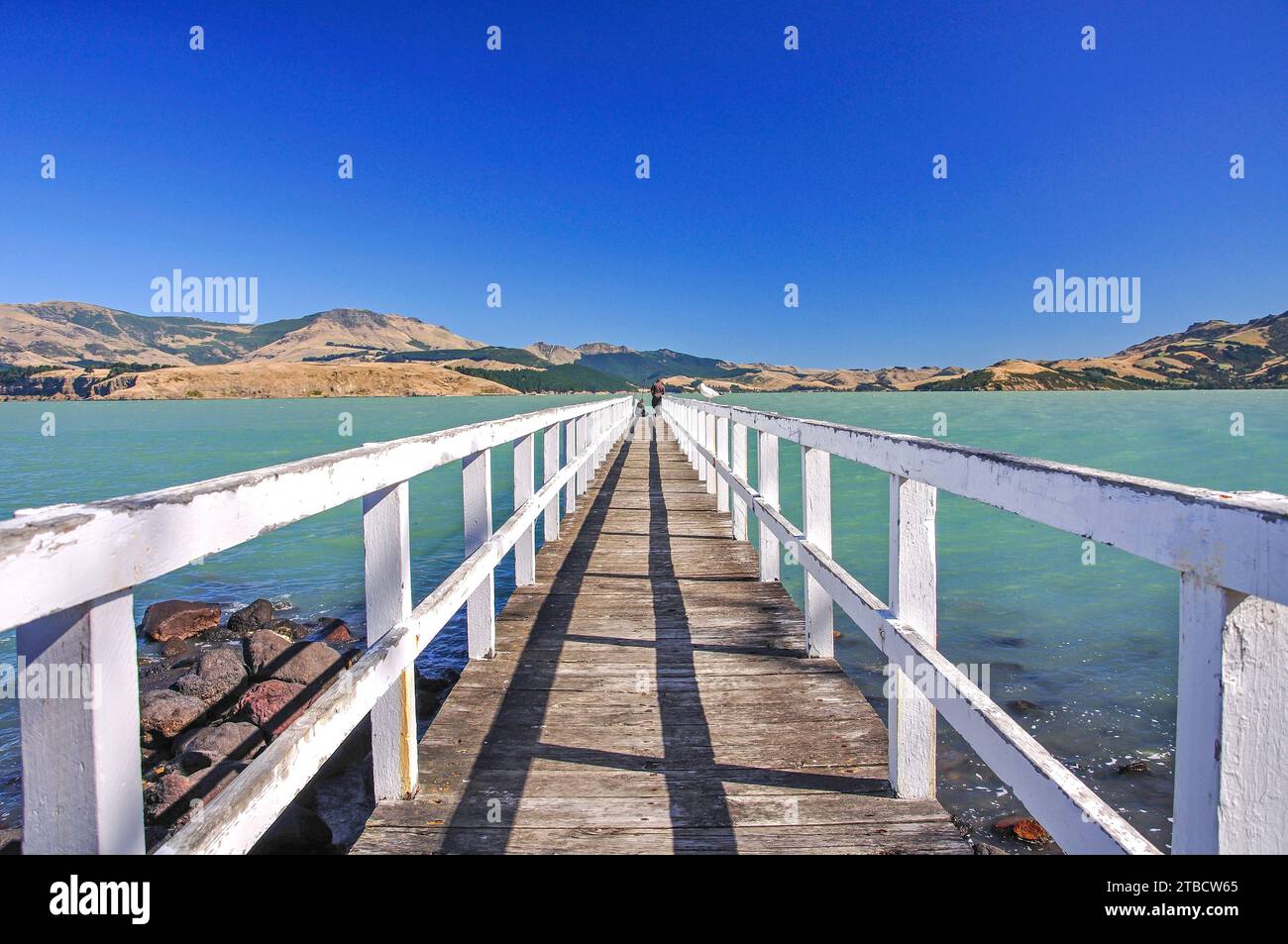 Wooden jetty, Rapaki, Lyttelton Harbour, Bank's Peninsula, Canterbury ...