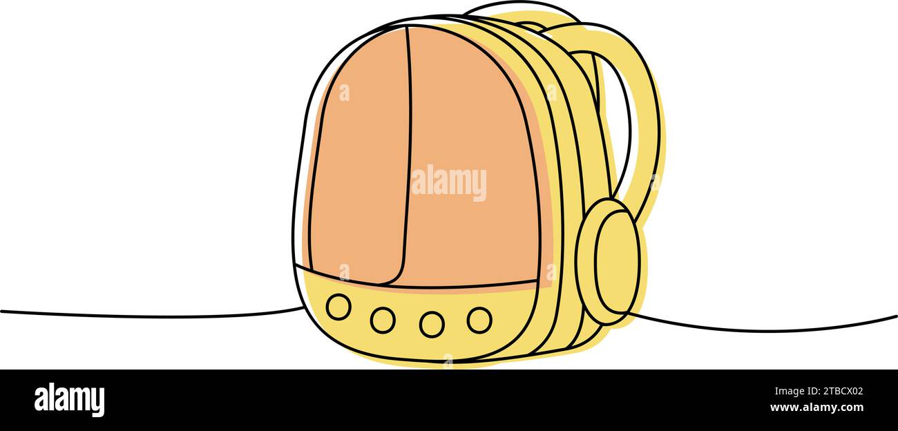 Pet backpack carrier one line colored continuous drawing. Animals ...