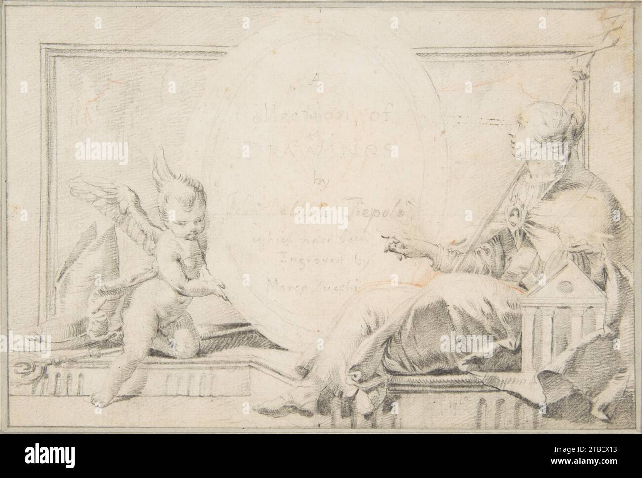 Illustration for a Book: Frontispiece with a Female Allegorical Figure ...