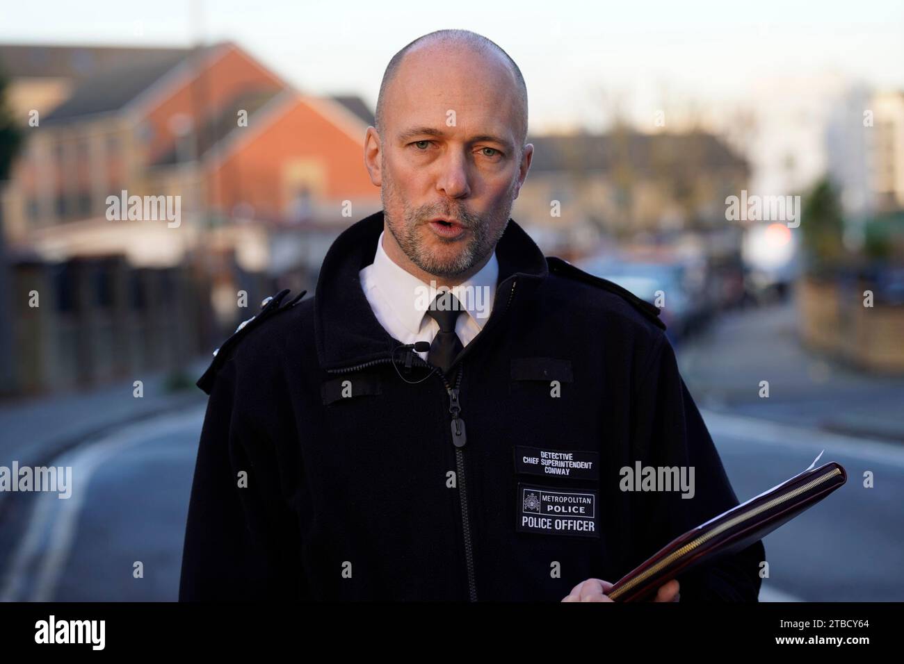 Metropolitan Police Detective Chief Superintendent James Conway, issues a statement near to the ...